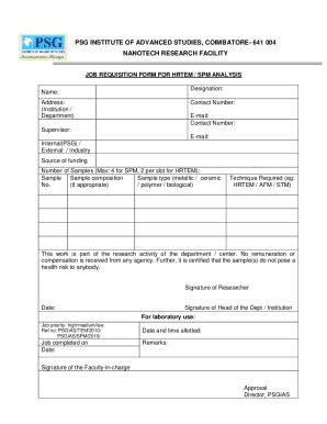 Fillable Online job requisition form for hrtem / spm analysis Fax Email ...