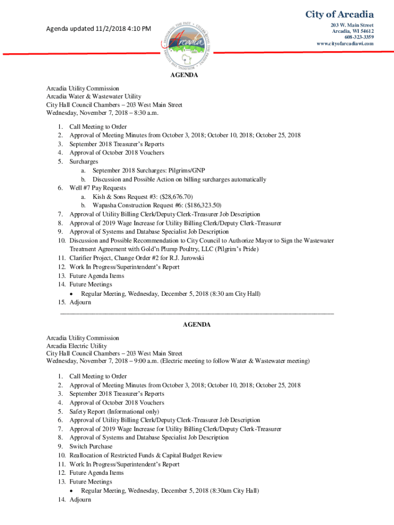 Fillable Online Arcadia Utility Commission Fax Email Print - pdfFiller