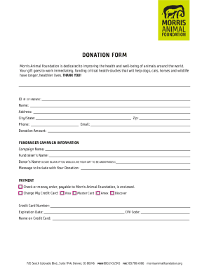 Fillable Online MORRIS ANIMAL FOUNDATION DONATION FORM Fax Email Print - pdfFiller