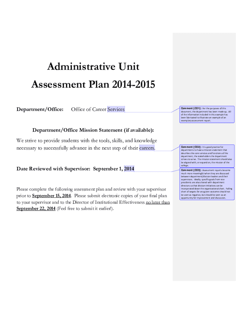 Fillable Online Administrative-Unit-Assessment-Report-Example-II Fax ...