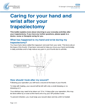 Fillable Online Advice and Exercise Sheet Following a Trapeziectomy Fax ...