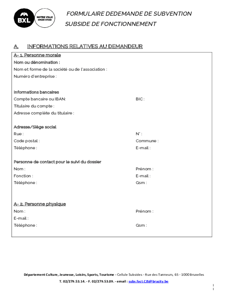 Remplissable En Ligne Dossier de demande de subvention pour les socits, ... Fax Email Imprimer ...