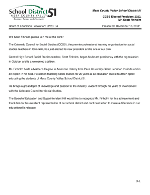 Fillable Online Mesa County Valley School District 51 CCSS Elected President ... Fax Email Print ...