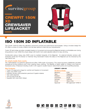 Fillable Online Crew Saver Crewfit 150N/ 275N Inflatable jacket Fax ...