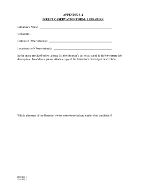 Fillable Online Appendix E-2 Direct observation form: Librarian Fax ...