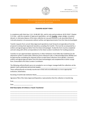 Fillable Online TRANSFER RECEIPT FORM In compliance with State law ...
