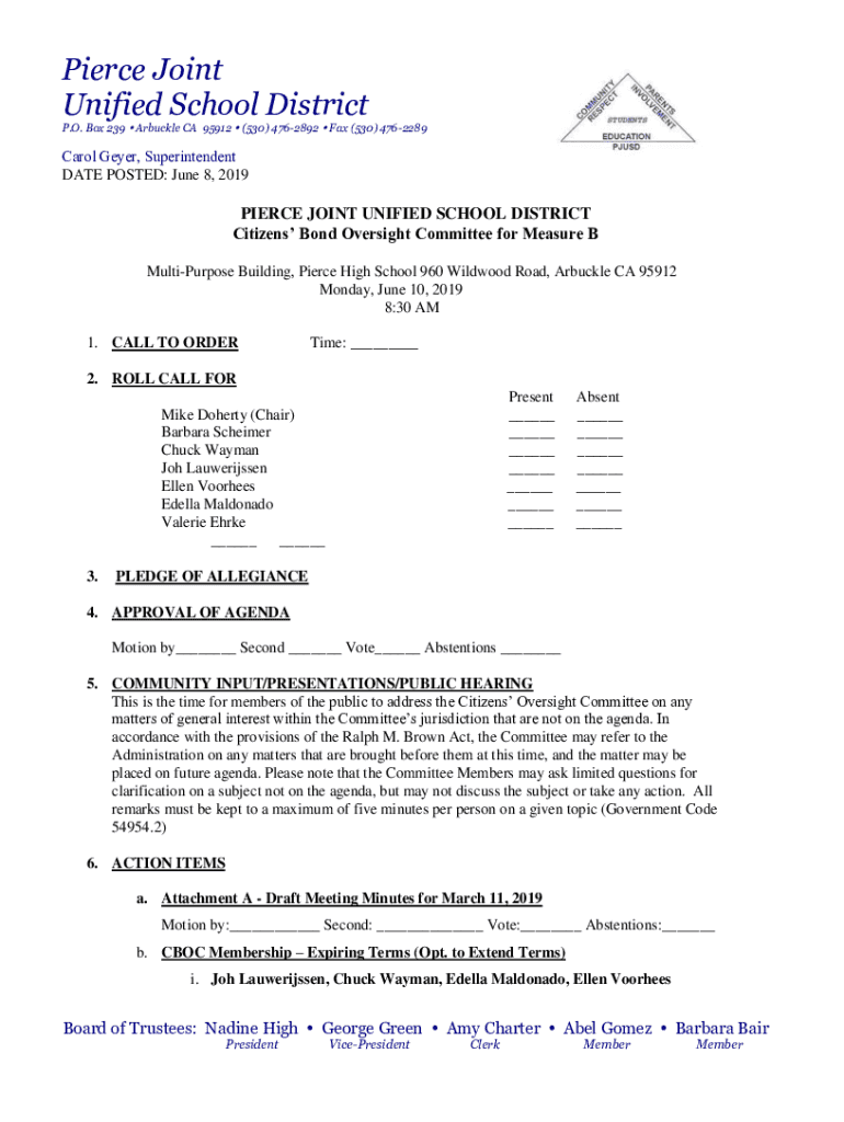 Fillable Online Menus - Pierce Joint Unified School District Fax Email ...