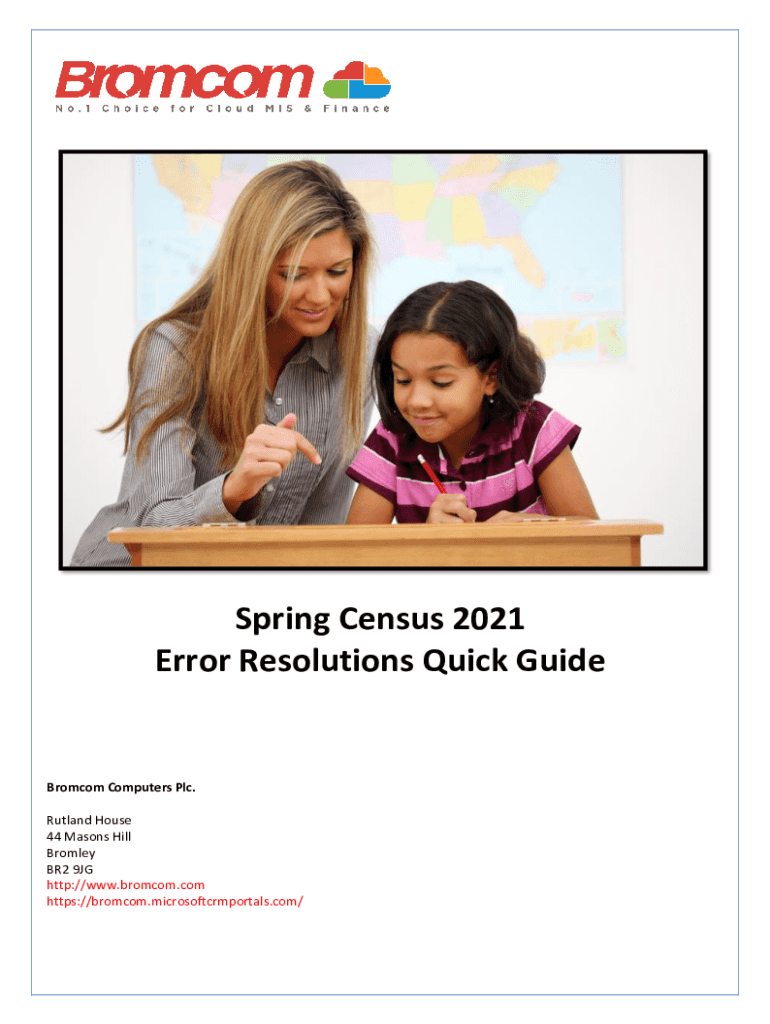 Fillable Online Spring Census 2021 Error Resolutions Quick Guide Fax ...
