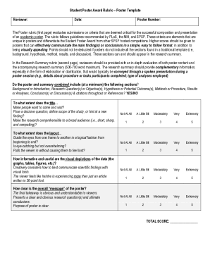 Fillable Online Student Poster Award Rubric Poster Template Fax Email ...