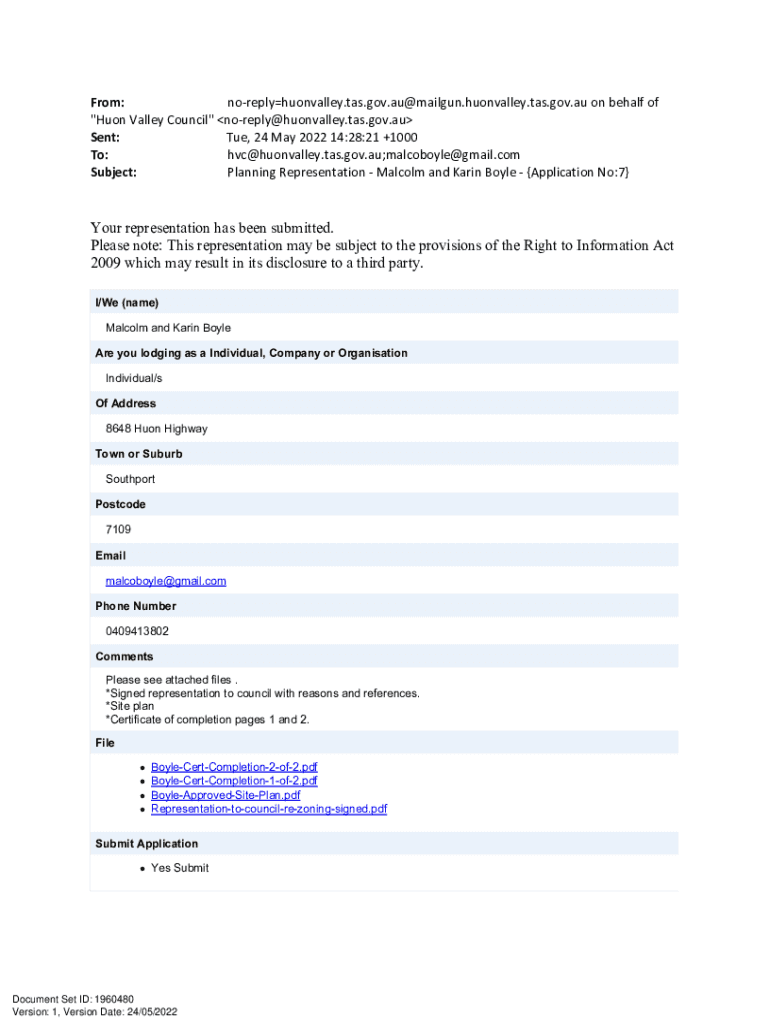 Fillable Online Planning Representation - Malcolm and Karin Boyle ...