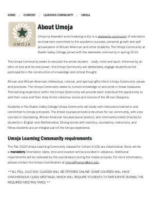 Fillable Online Umoja: The Power of Unity and Community Fax Email Print ...