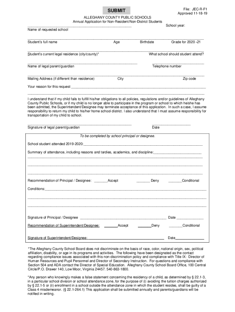 Fillable Online File: JEC-R-F1 ALLEGHANY COUNTY PUBLIC SCHOOLS ... Fax ...