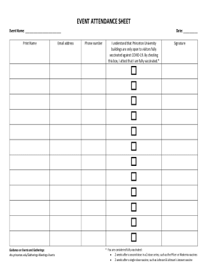 Fillable Online ehs princeton Event Attendance Sheet2.docx Fax Email ...