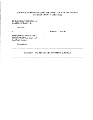 Fillable Online law resource EXHIBIT 1 TO AFFIDAVIT OF PAIGE A. SEALS Fax Email Print - pdfFiller