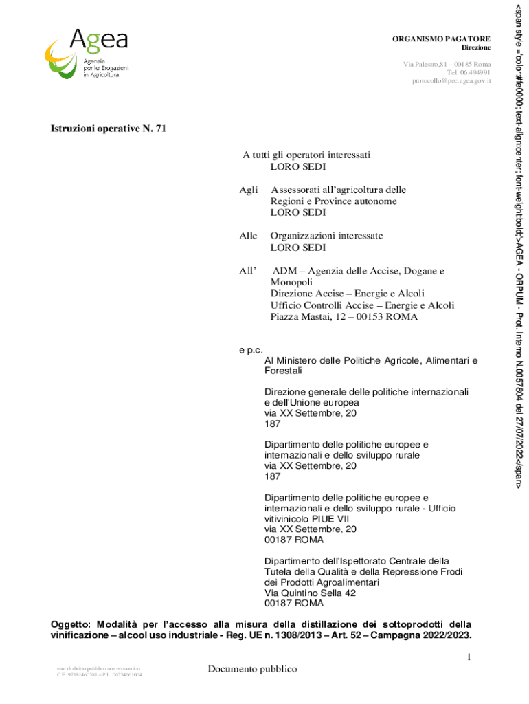 Compilabile Online 1 Documento pubblico Istruzioni operative N. 71 A tutti gli ... Fax Email ...