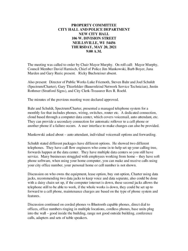 Fillable Online Council Member David Harnisch, Chief of Police Jim ...