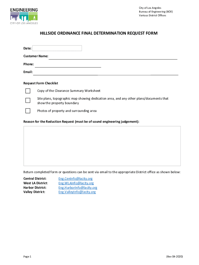 Fillable Online Hillside Ordinance Final Determination Request Form.pdf ...
