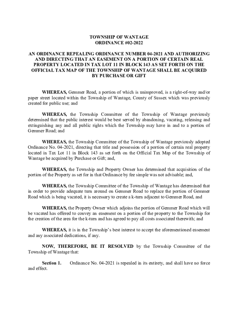 Fillable Online Ordinance 02-2022. AN ORDINANCE REPEALING ORDINANCE ...