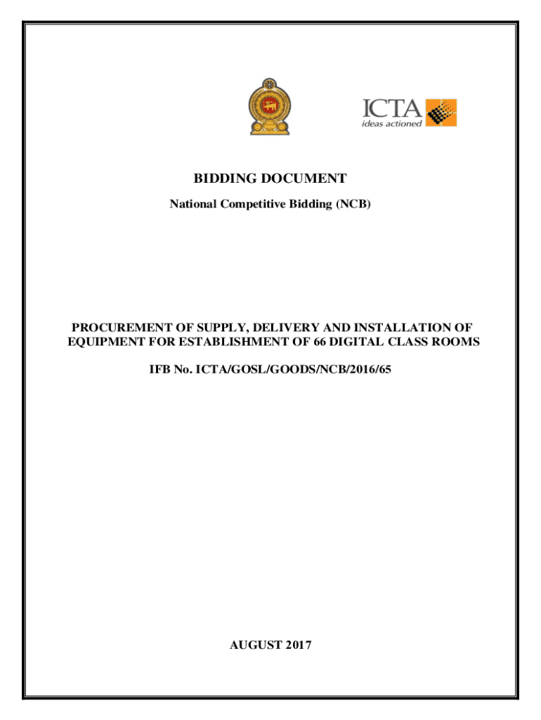Fillable Online National Competitive Bidding for Procurement of Goods ... Fax Email Print ...