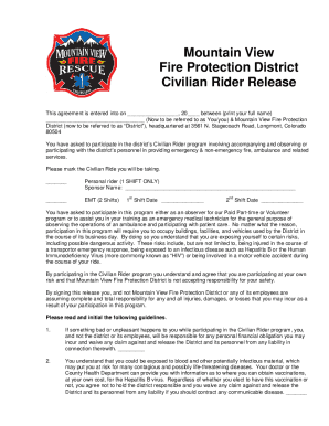 Fillable Online Mountain View Fire Protection District Civilian Rider ...