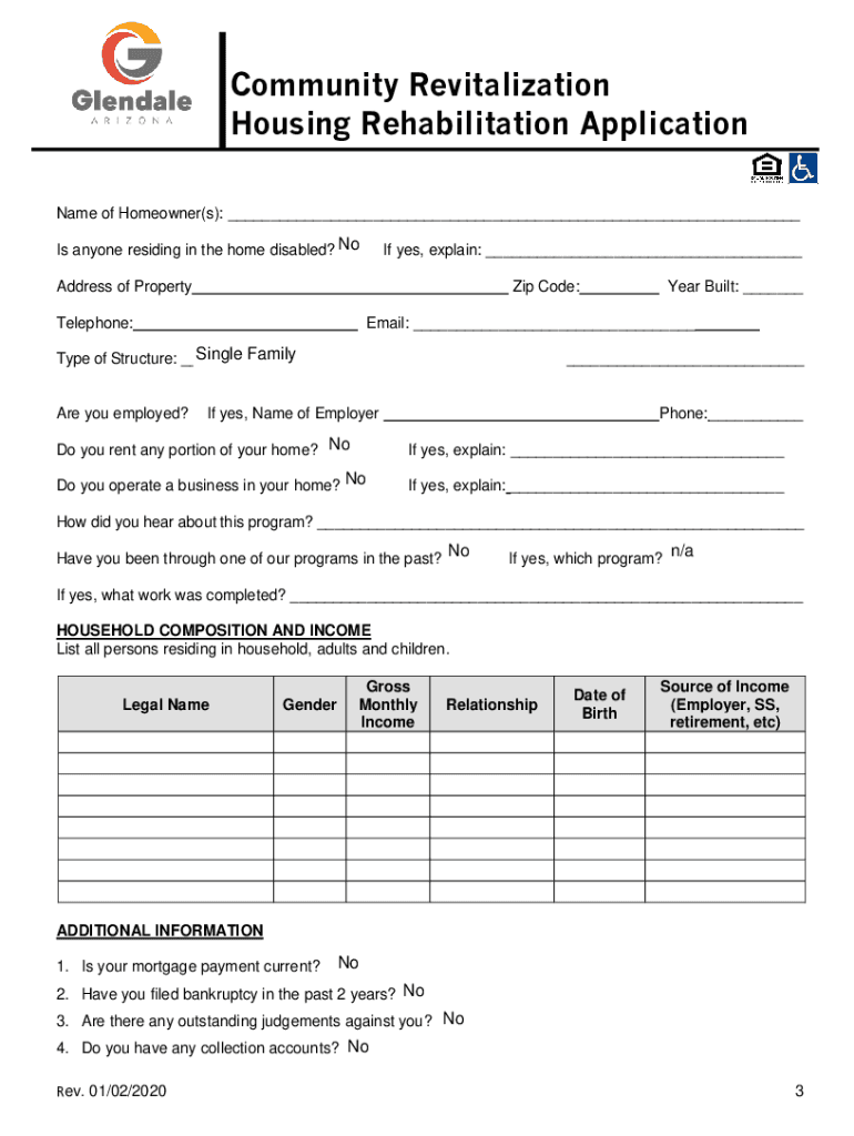 Fillable Online Community Revitalization Housing Rehabilitation ...