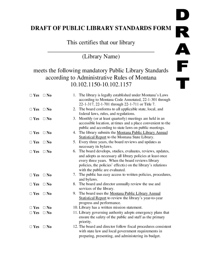 Fillable Online draft of public library standards form Fax Email Print ...