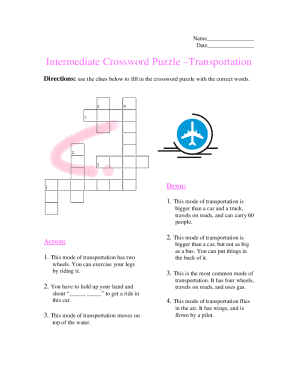 Fillable Online Intermediate Crossword Puzzle - Transportation ...