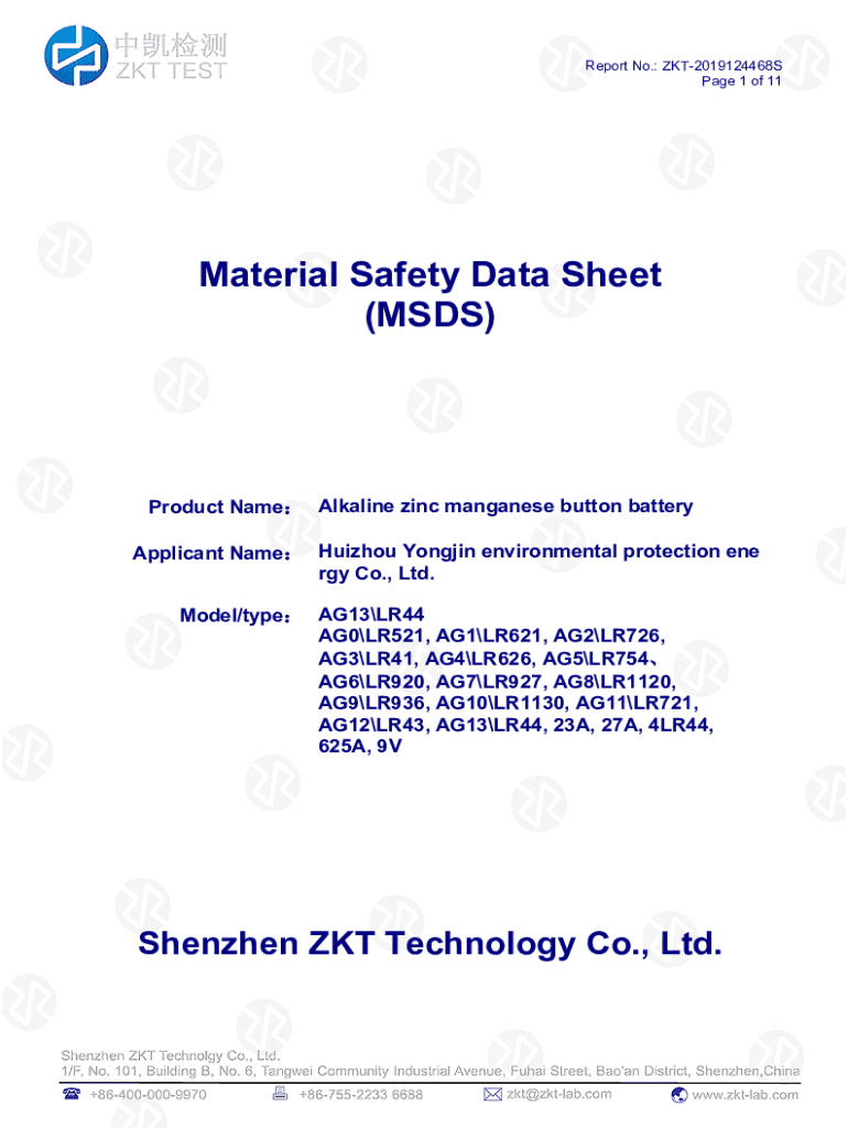 Fillable Online MSDS REPORT Fax Email Print - pdfFiller
