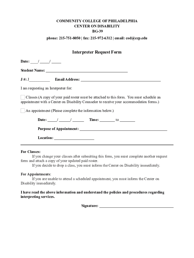 Fillable Online Interpreter Request Form Fax Email Print - pdfFiller