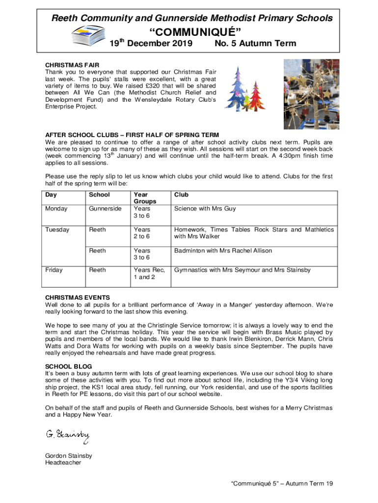 Fillable Online reethandgunnerside org Reeth and Gunnerside Methodist ...