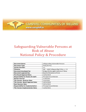 Fillable Online Report on Safeguarding Vulnerable Persons at Risk of ...
