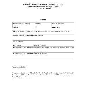 Preenchível Disponível Objeto: Aquisio de Material de expediente pedaggico e de limpeza ...