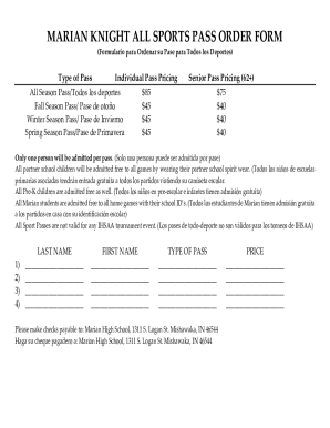 Completable En línea MARIAN KNIGHT ALL SPORTS PASS ORDER FORM Fax Email ...