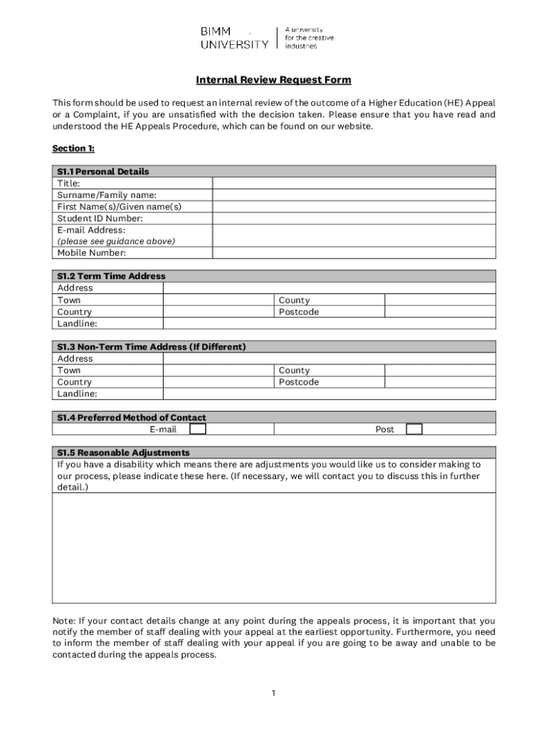 Fillable Online Internal Review Form - Contact Ofsted Fax Email Print ...