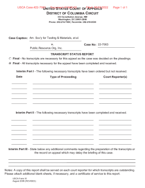 Fillable Online law resource 062022.05.31 ASTM Transcript Status Report ...
