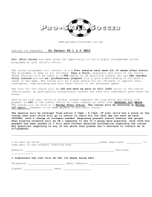 Fillable Online Letter to Parents St Peters YR 1 & 2 ONLY Fax Email ...