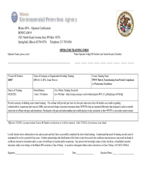Fillable Online OPERATOR TRAINING FORM Fax Email Print - pdfFiller