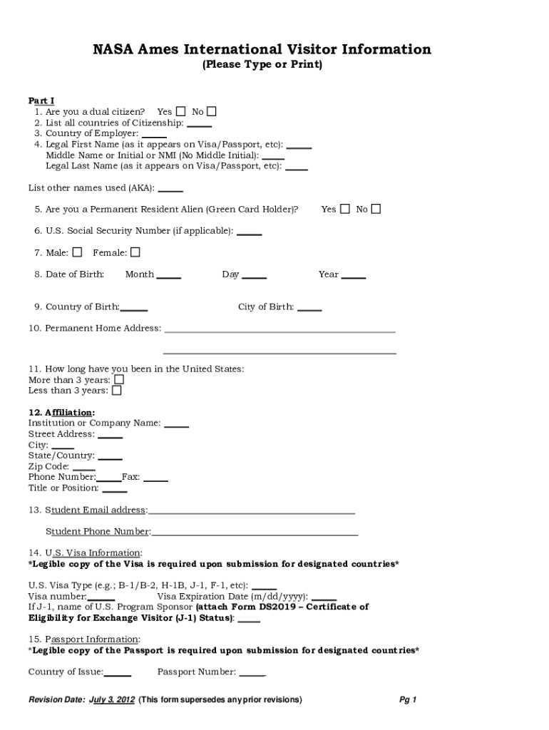 Fillable Online Foreign National Access Management (FNAM) - NODIS ...