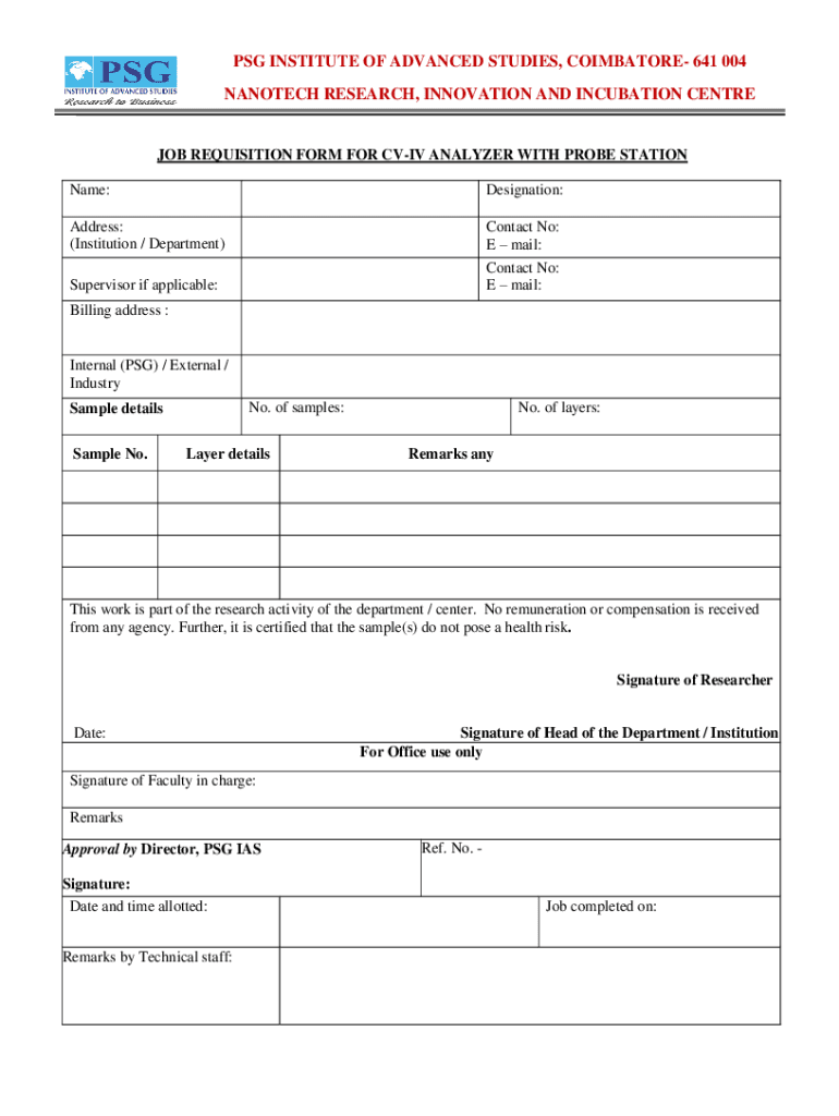 Fillable Online job requisition form for cv-iv analyzer with probe station Fax Email Print ...