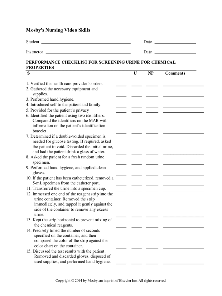 Fillable Online P007 Checklist for Screening Urine for Chemical ...