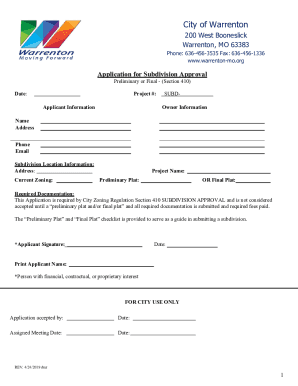 Fillable Online Subdivision Approval Application8-26-20 Fax Email Print ...