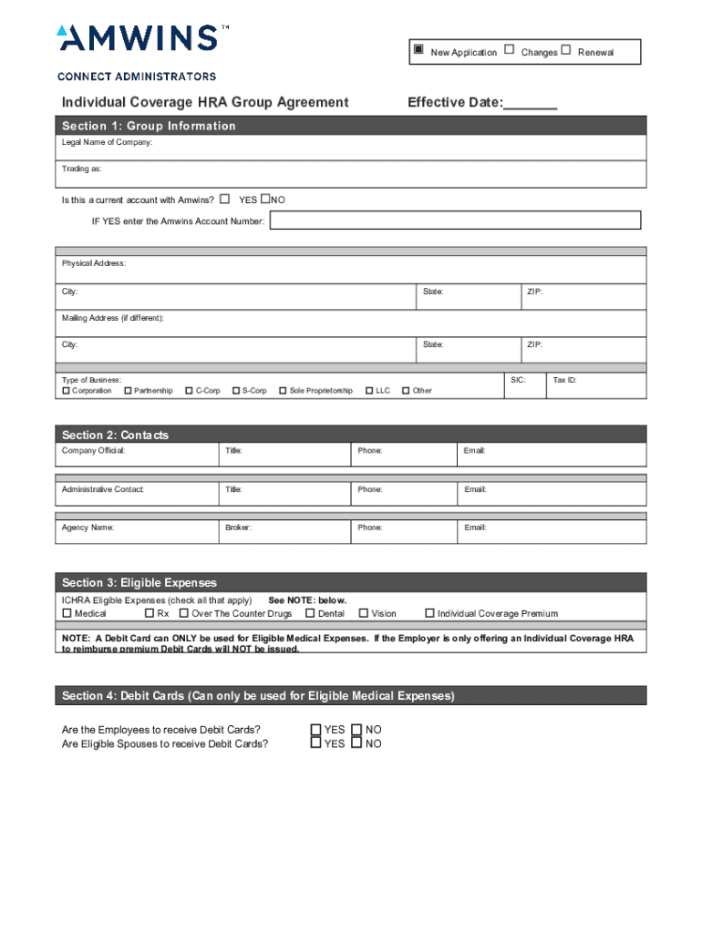 Fillable Online HRA Group Agreement Effective Date: Fax Email Print ...