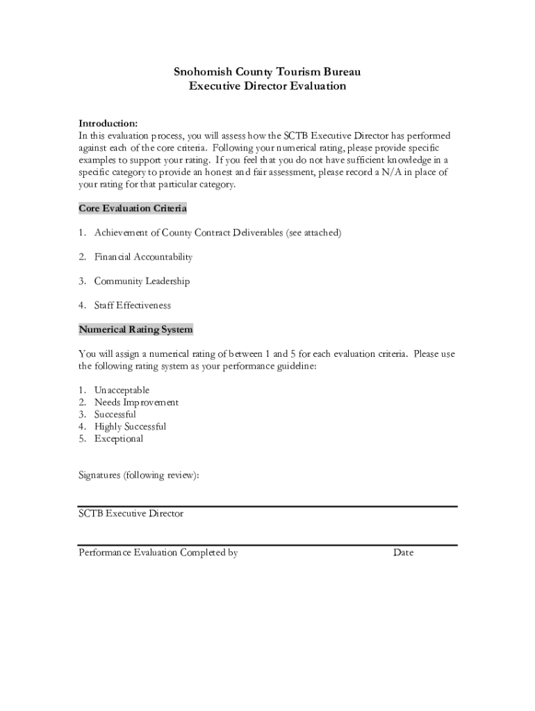 Fillable Online Executive Director Evaluation Survey Form Fax Email ...