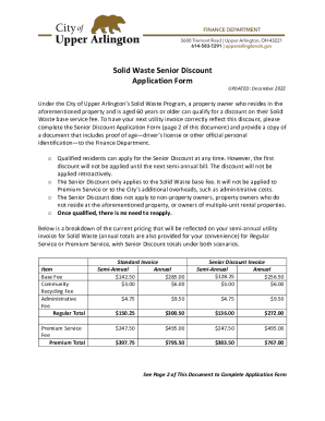 Fillable Online Solid Waste Senior Discount Application Form Fax Email ...