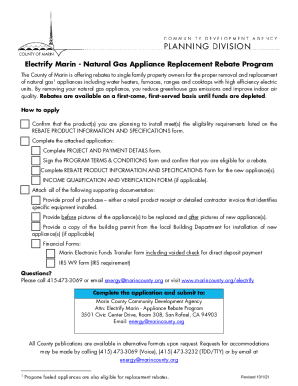 Fillable Online Electrify Marin - Natural Gas Appliance Replacement ...