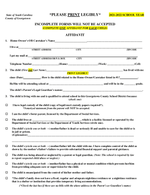 Fillable Online State of South Carolina School Affidavit Fax Email ...