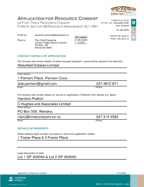 Fillable Online APPLICATION FOR RESOURCE CONSENT Fax Email Print ...