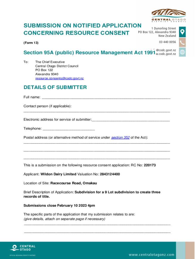 Fillable Online AA technical guide to Resource Consent Notification Fax ...