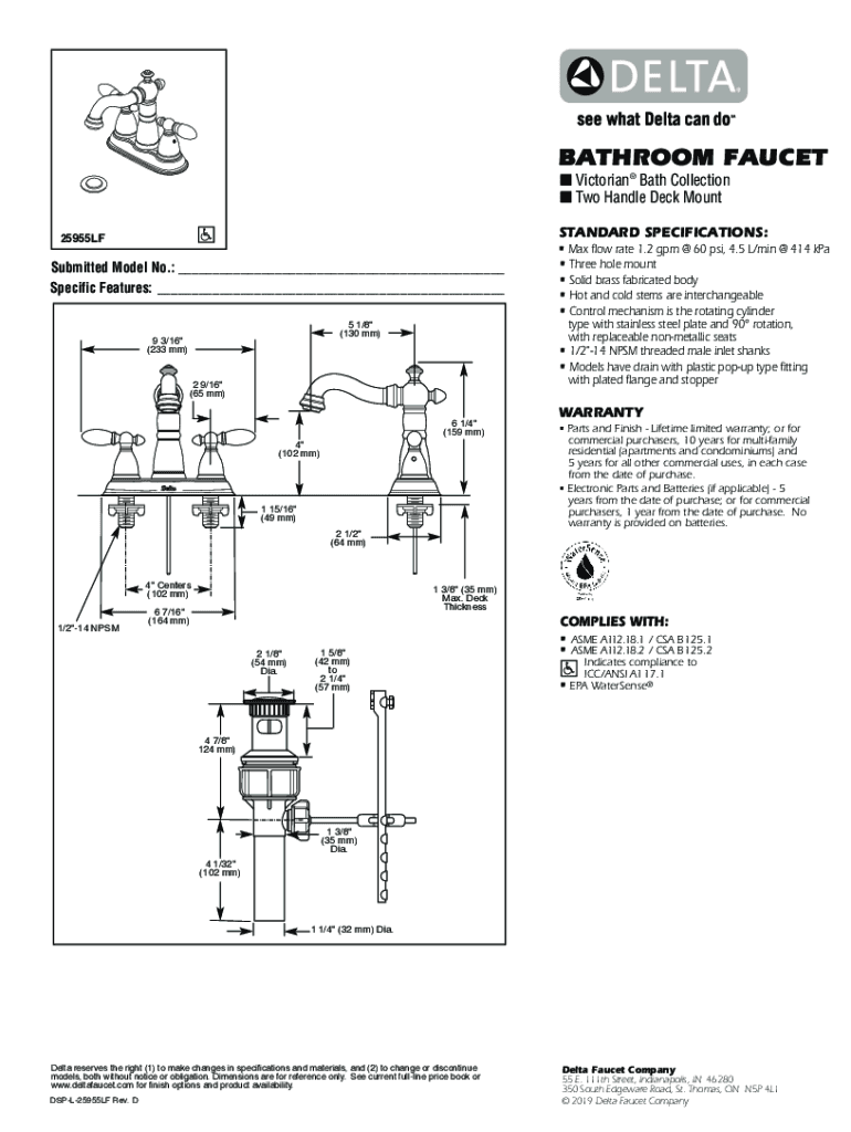 Fillable Online delta-b28910lf-specification-sheet.pdf Fax Email Print ...