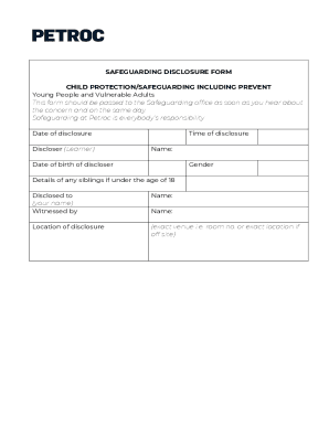 Fillable Online Safeguarding disclosure form. Safeguarding disclosure ...